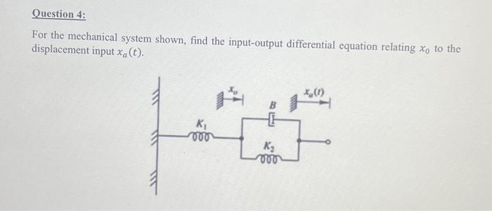 Solved For the mechanical system shown, find the | Chegg.com