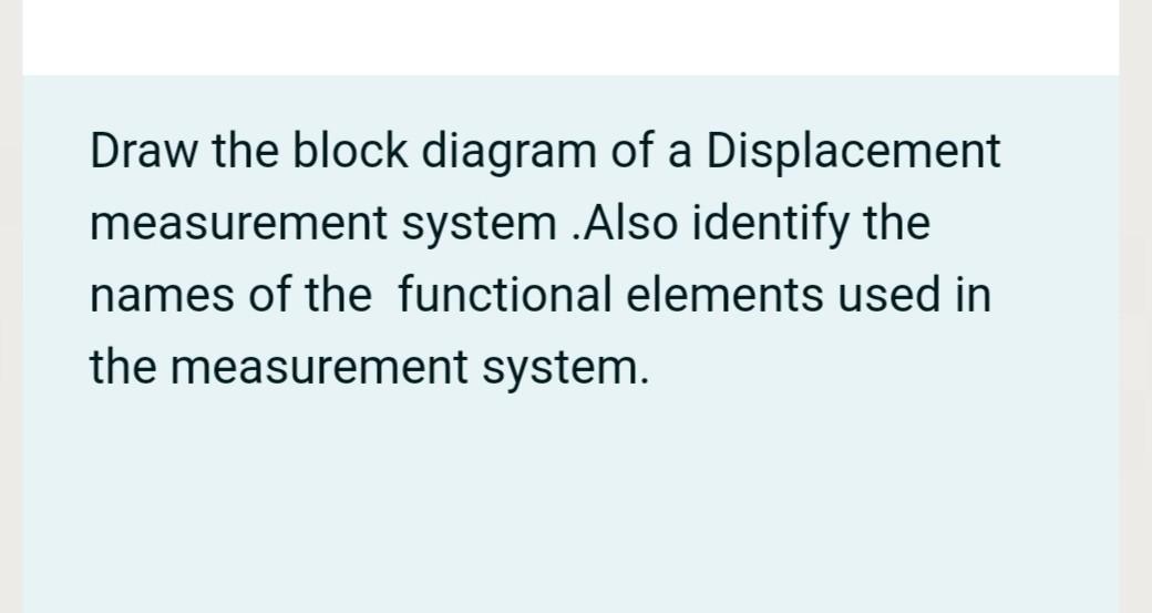 Solved Draw the block diagram of a Displacement measurement | Chegg.com