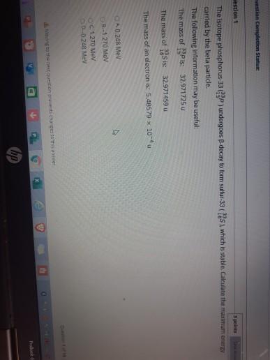 Solved estion Completion Status estion 1 3 point The isotope | Chegg.com Solved estion Completion Status estion 1 3 point The isotope | Chegg.com