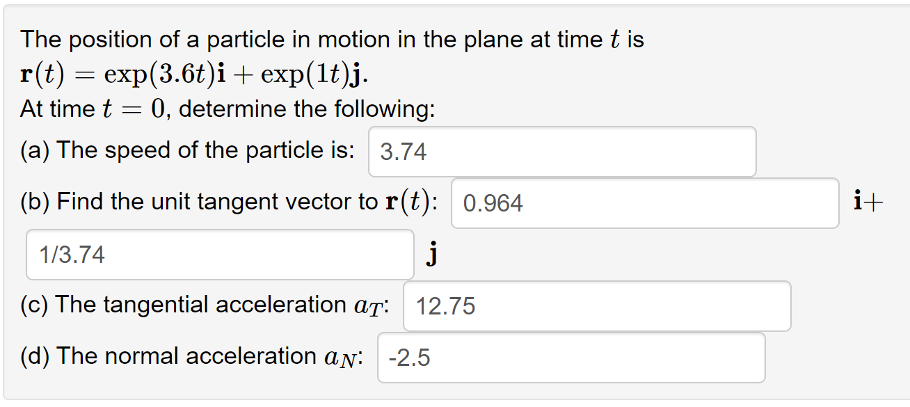 Solved The position of a particle in motion in the plane at | Chegg.com