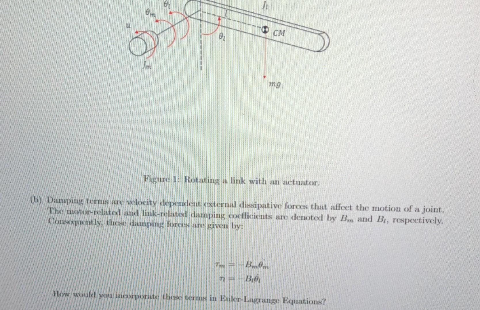 Solved Figure 1: Rotating a link with an actuator. b) | Chegg.com