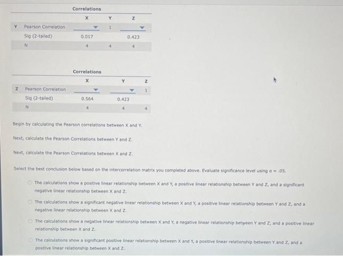7. Correlation coefficients in an intercorrelation | Chegg.com