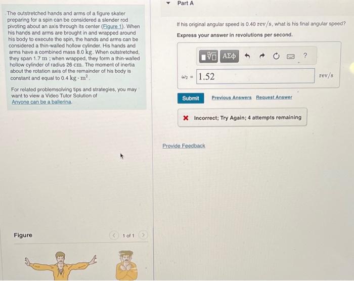 Solved The outstretched hands and arms of a figure skater | Chegg.com