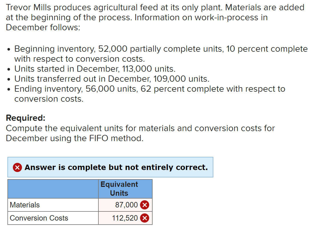 Trevor Mills produces agricultural feed at its only | Chegg.com