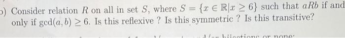 Solved Consider relation R on all in set S, where | Chegg.com
