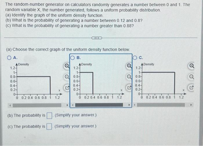 Solved K The random-number generator on calculators randomly | Chegg.com