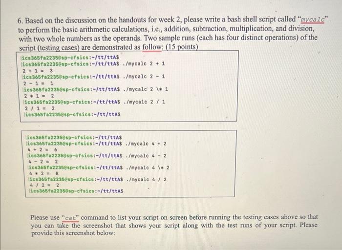 Solved 6. Based on the discussion on the handouts for week | Chegg.com