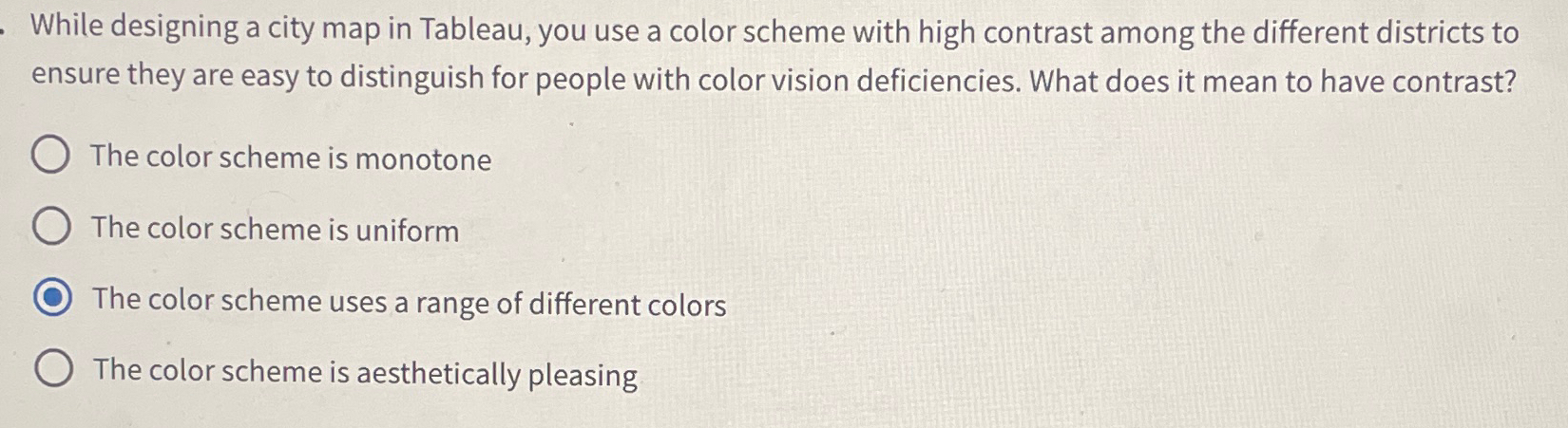 Solved While designing a city map in Tableau, you use a | Chegg.com