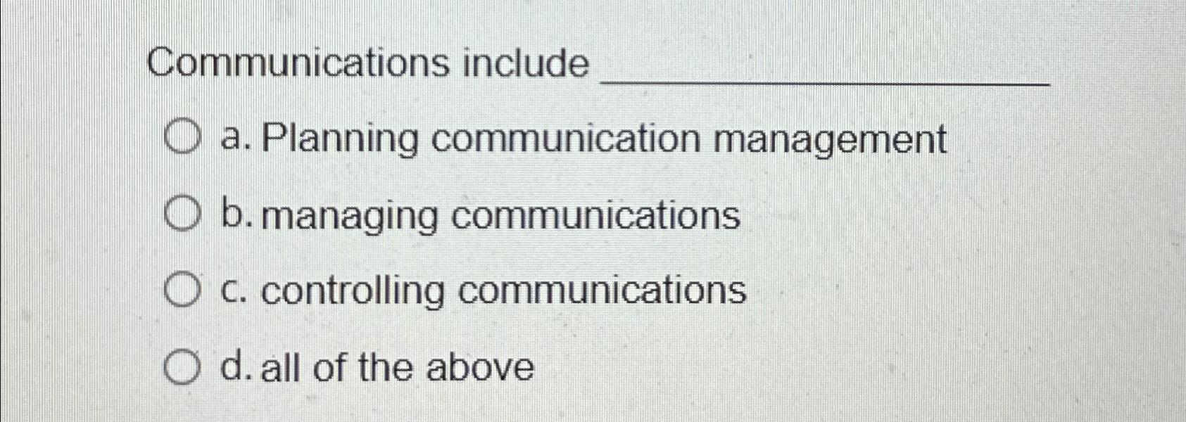 Solved Communications includea. ﻿Planning communication | Chegg.com