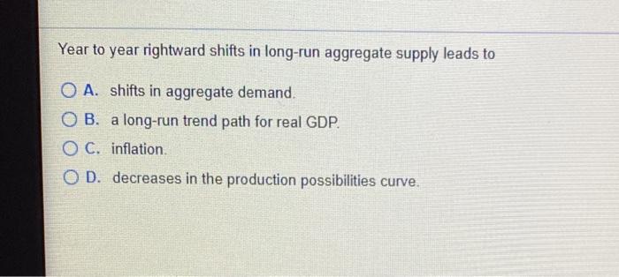 Solved Year to year rightward shifts in long-run aggregate | Chegg.com