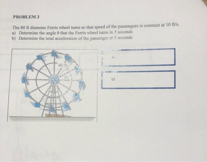 Solved The 80ft diameter Ferris wheel turns so that speed of | Chegg.com