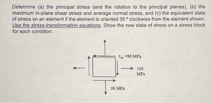 Solved Determine (a) the principal stress (and the rotation | Chegg.com