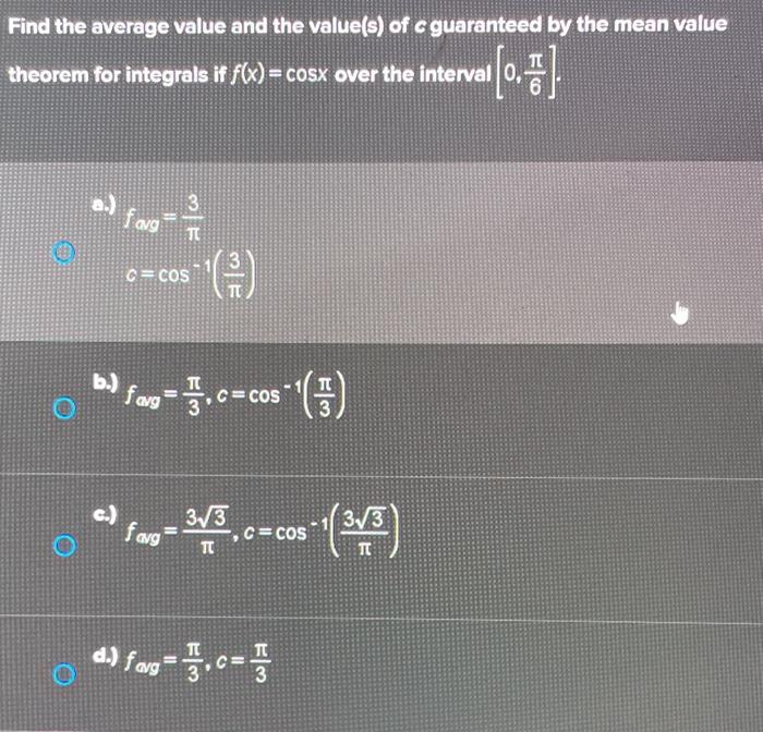 Solved Find the average value and the value(s) of c | Chegg.com Solved Find the average value and the value(s) of c | Chegg.com