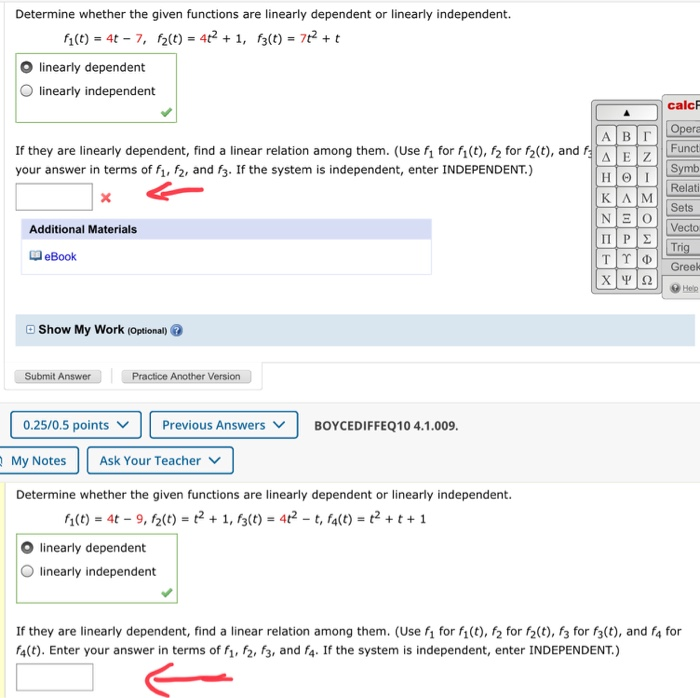 Solved Determine whether the given functions are linearly | Chegg.com