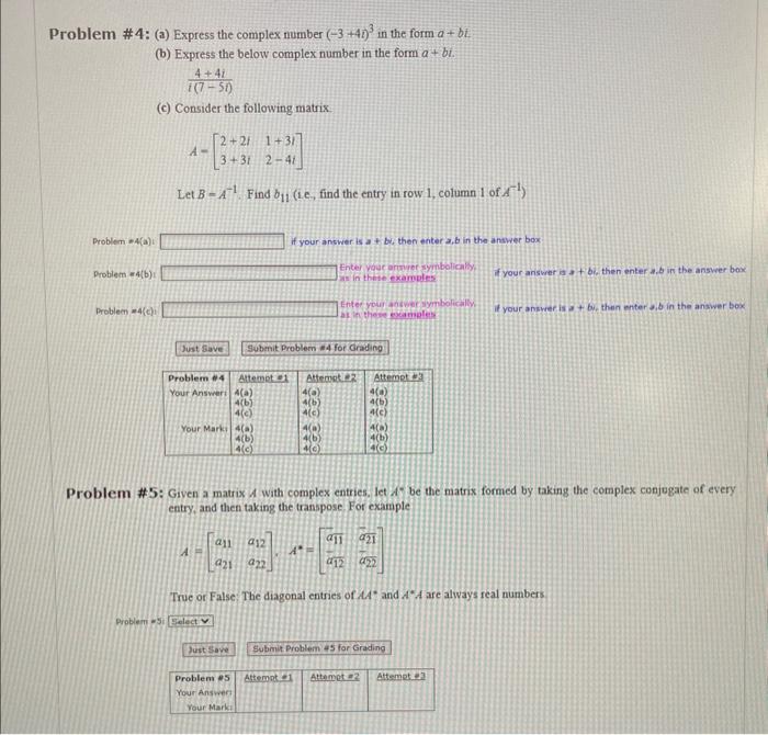 Solved oblem \#4: (a) Express the complex number (−3+4i)3 in | Chegg.com