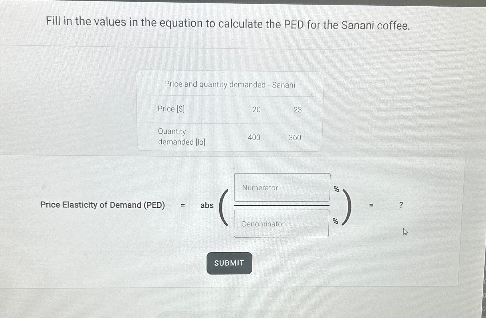 Solved Fill in the values in the equation to calculate the | Chegg.com