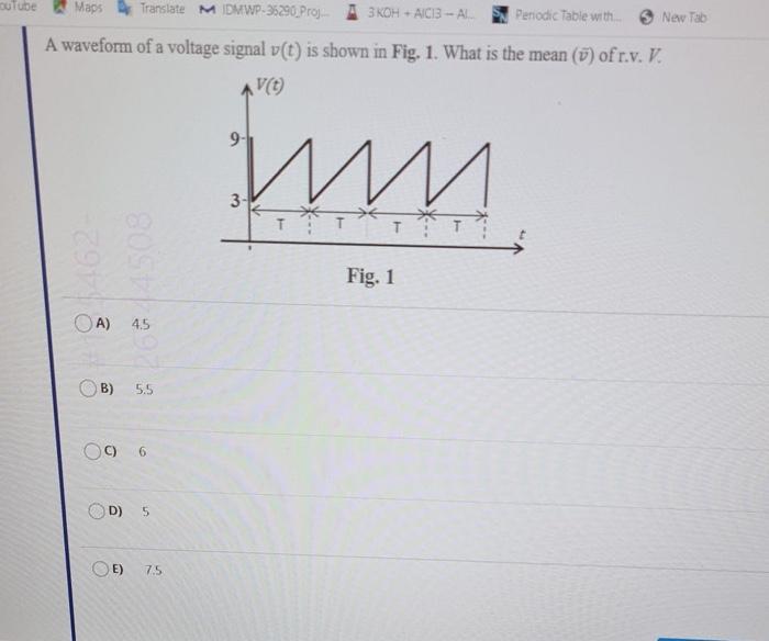Solved A waveform of a voltage signal v(t) is shown in Fig. | Chegg.com