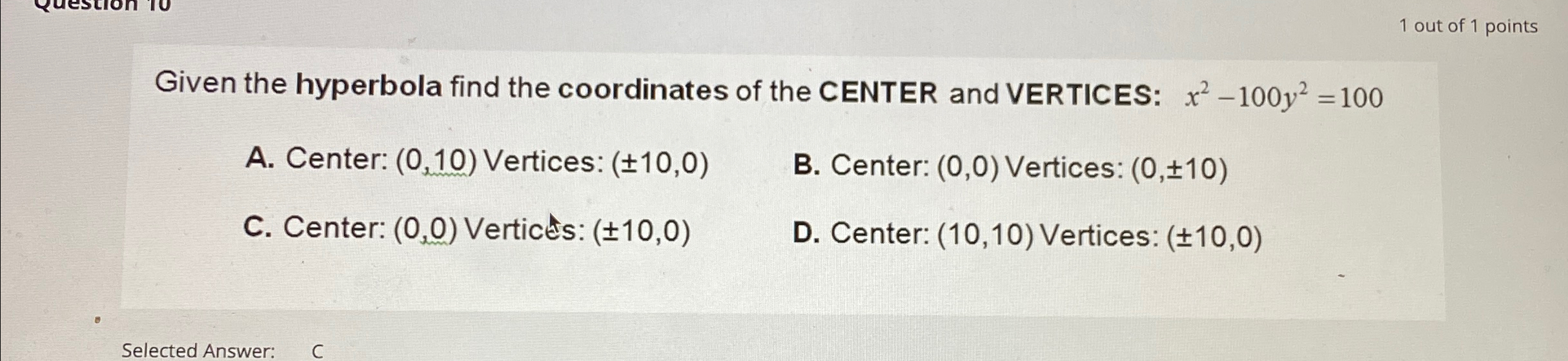 Solved 1 ﻿out of 1 ﻿pointsGiven the hyperbola find the | Chegg.com