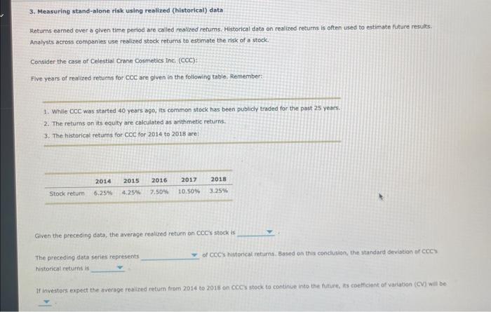 Solved 3. Measuring stand-alone risk using realized | Chegg.com