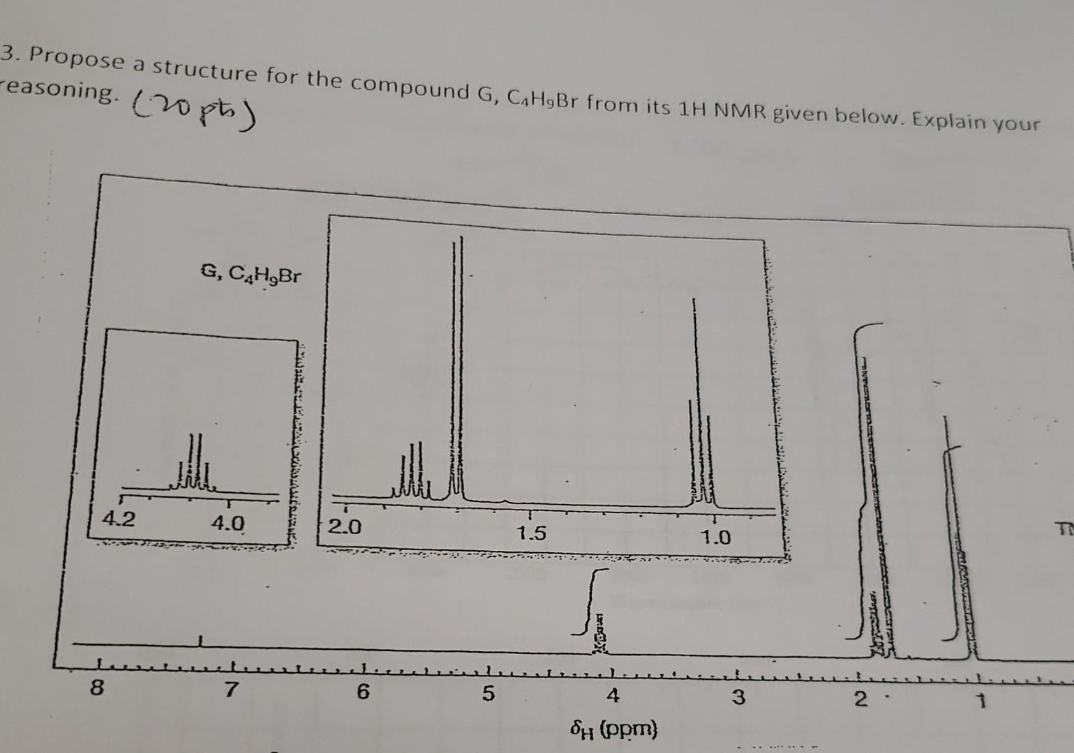 Solved 3. Propose a structure for the compound G,C4H9Br from | Chegg.com