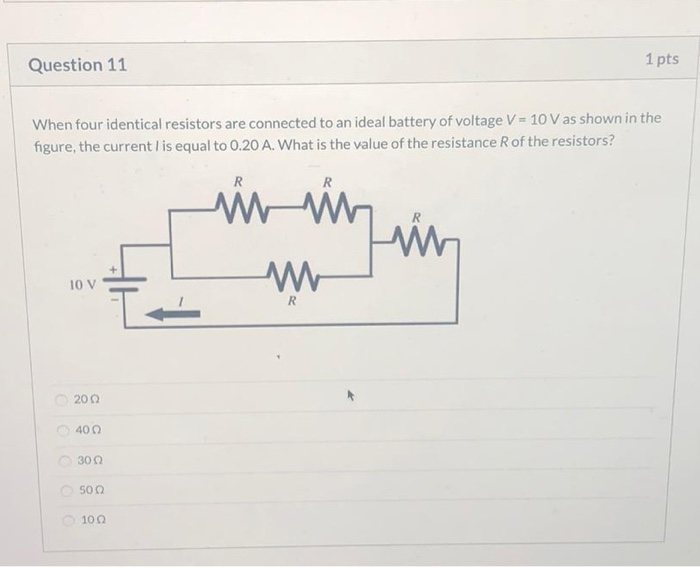 Solved Question 11 1 pts When four identical resistors are | Chegg.com