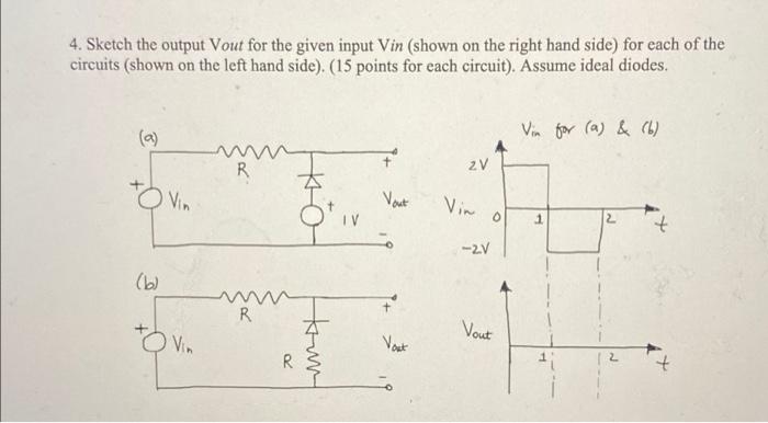 Solved 4. Sketch the output Vout for the given input Vin | Chegg.com
