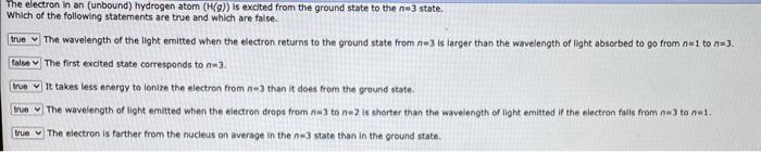 Solved The electron in an (unbound) hydrogen atom (H(g)) is | Chegg.com