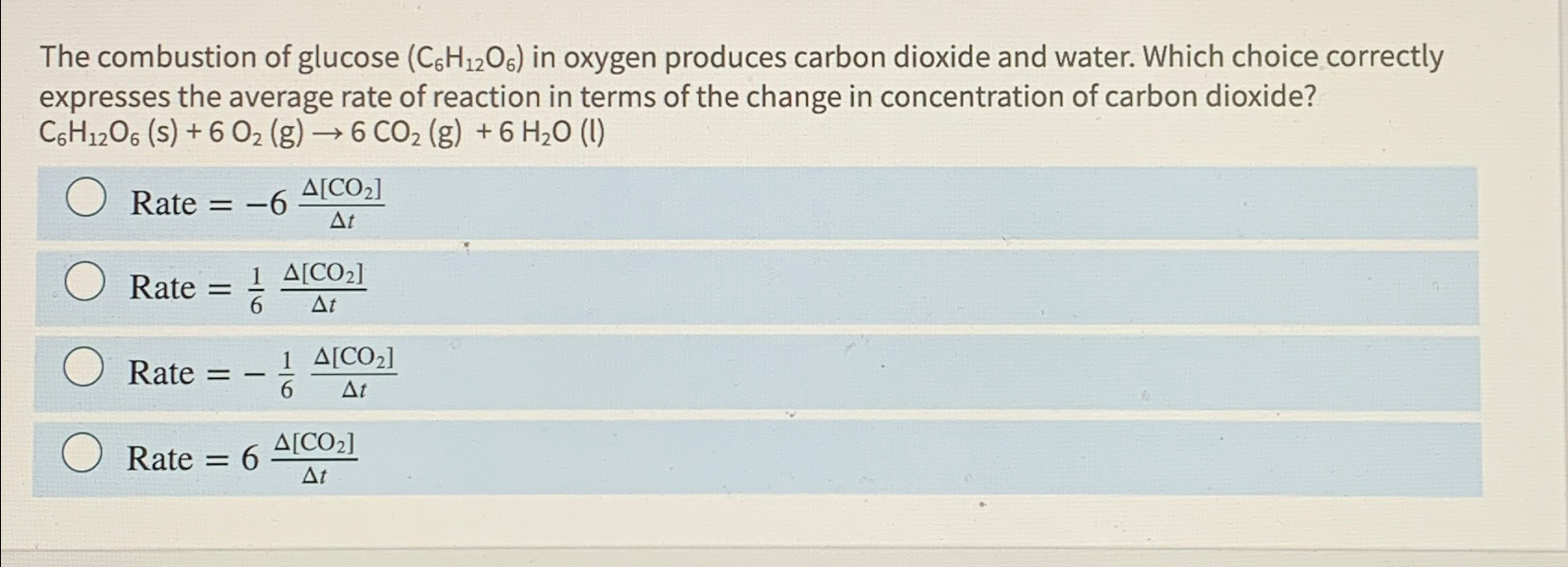 Solved The combustion of glucose (C_(6)H_(12)O_(6)) in | Chegg.com