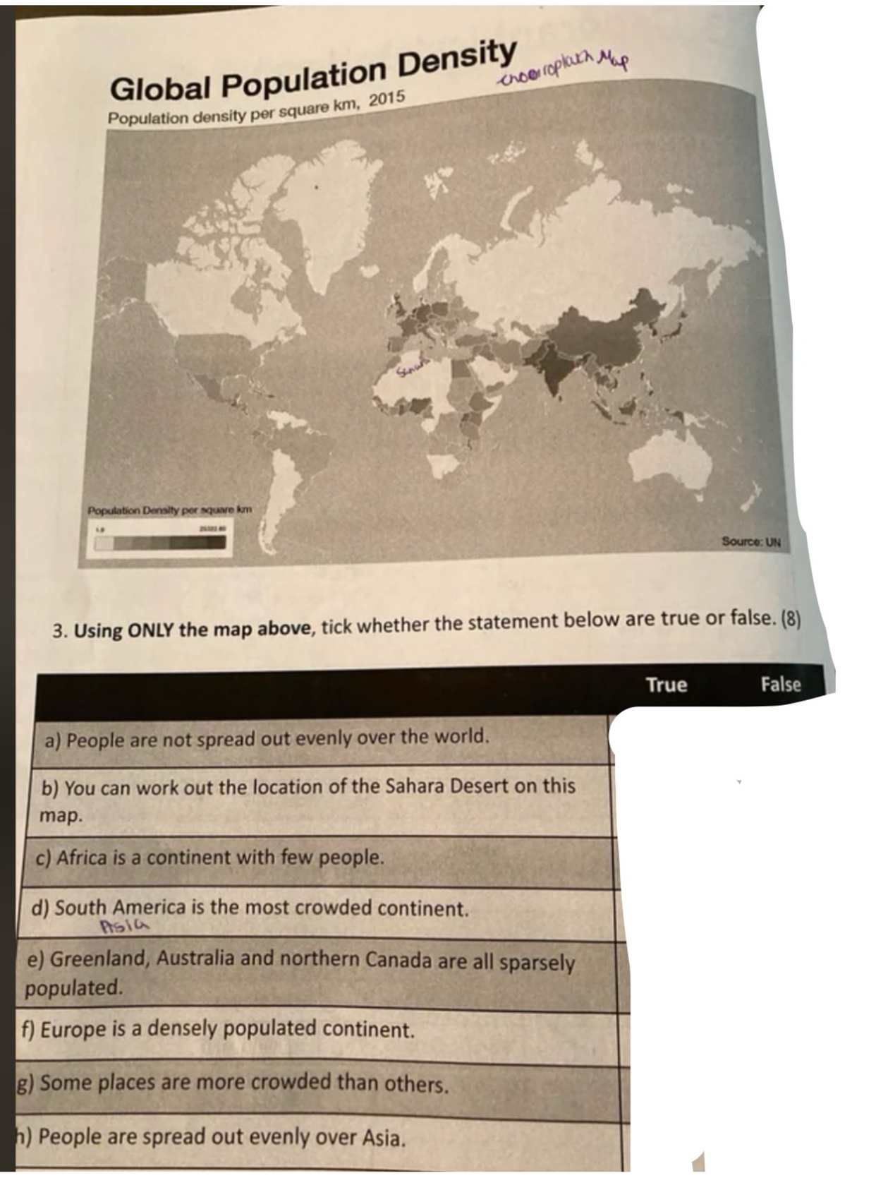 Solved Global Population DensityPopulation density per | Chegg.com