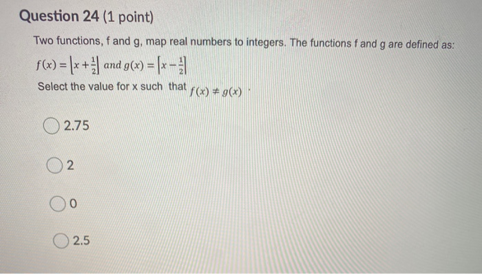 Solved Question 24 (1 point) Two functions, f and g, map | Chegg.com
