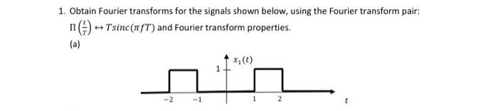 Solved 1. Obtain Fourier transforms for the signals shown | Chegg.com
