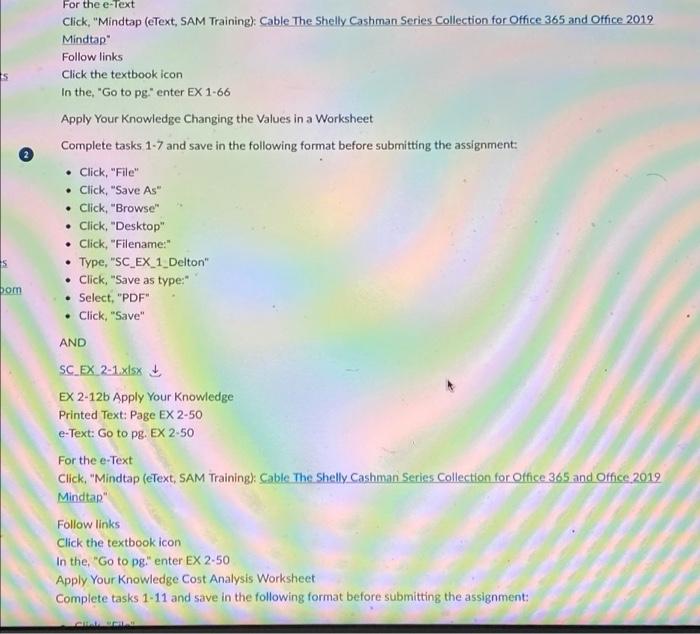 Solved For the e-Text Click, "Mindtap (eText, SAM Training) | Chegg.com