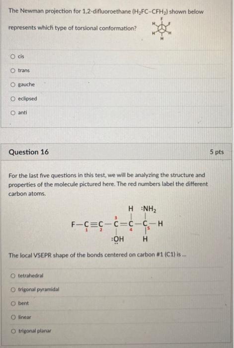 Solved The Newman projection for 1,2-difluoroethane | Chegg.com