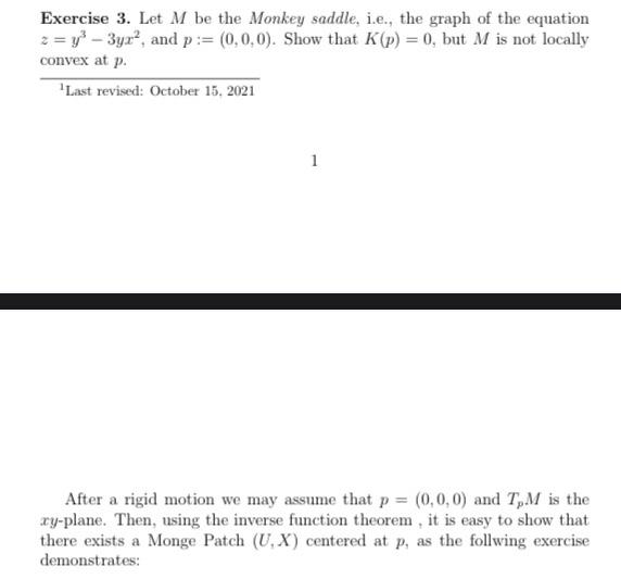 Solved Exercise 3. Let M be the Monkey saddle, i.e., the | Chegg.com