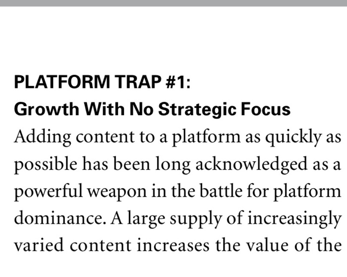 Solved The Platform Trap 1. Growth With No Strategic | Chegg.com