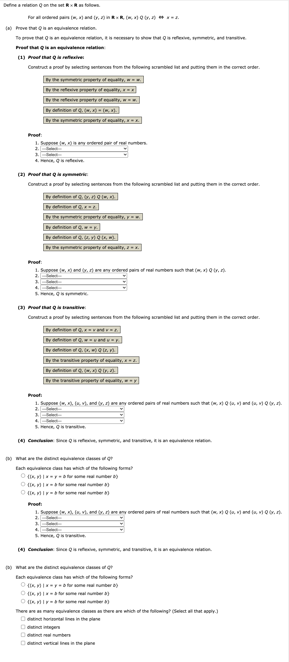 Solved Define a relation Q ﻿on the set R×R ﻿as follows.For | Chegg.com