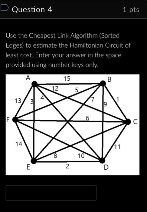 Solved Use the Cheapest Link Algorithm (Sorted Edges) to | Chegg.com