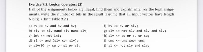 Solved Exercise 9.2. Logical operators (2) Half of the | Chegg.com
