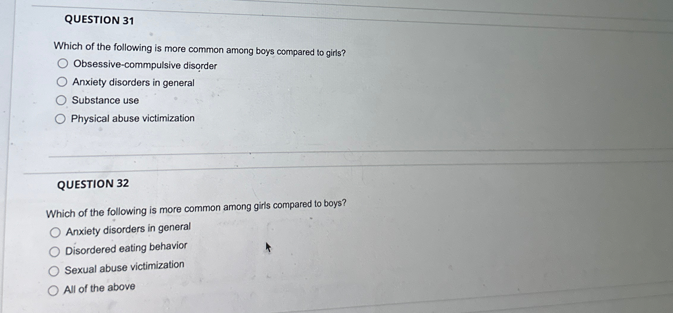 Solved QUESTION 31Which of the following is more common | Chegg.com