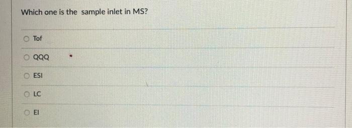Solved Which one is the sample inlet in MS? Tof QQQ ESI LC | Chegg.com