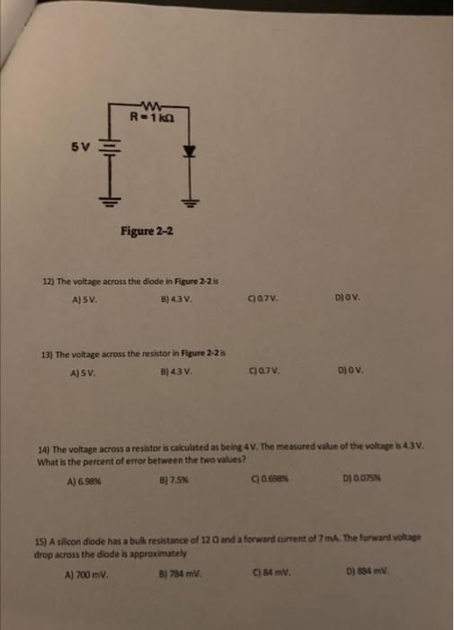 Solved Figure 2-2 12) The voltage across the diode in Figure | Chegg.com