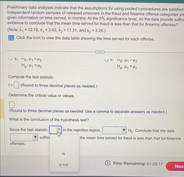 Solved Preliminary data analyses indicate that the | Chegg.com