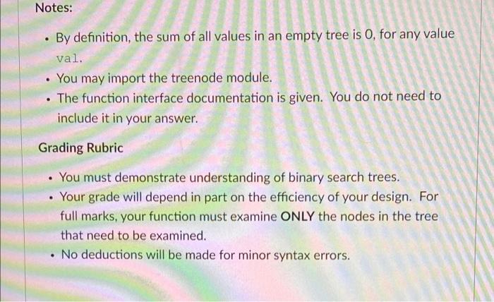 Solved Write a function called tree_sum () with the | Chegg.com