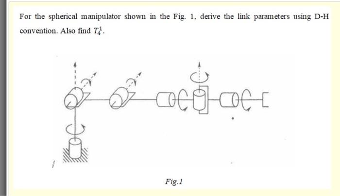 Solved For the spherical manipulator shown in the Fig. 1, | Chegg.com