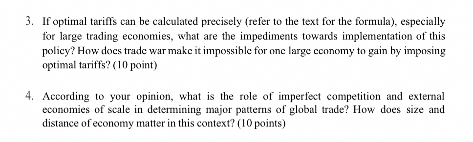 Solved If optimal tariffs can be calculated precisely (refer | Chegg.com