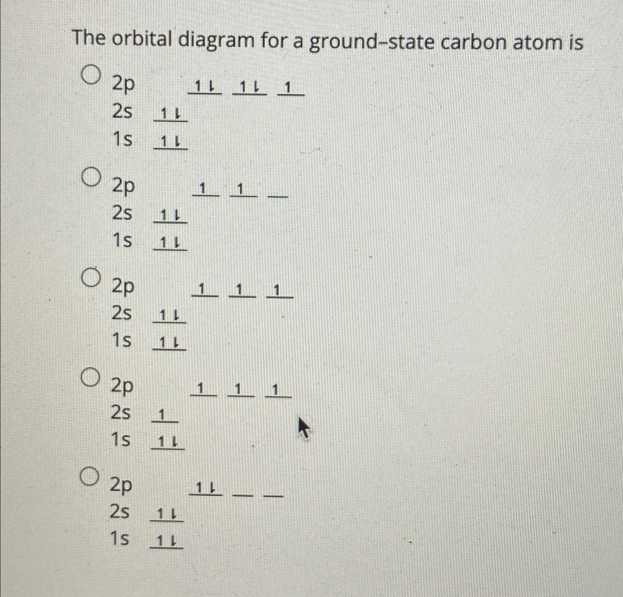 Solved The Orbital Diagram For A Ground State Carbon Atom