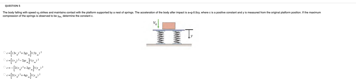 Solved QUESTION 5 ﻿compression of the springs is observed to | Chegg.com