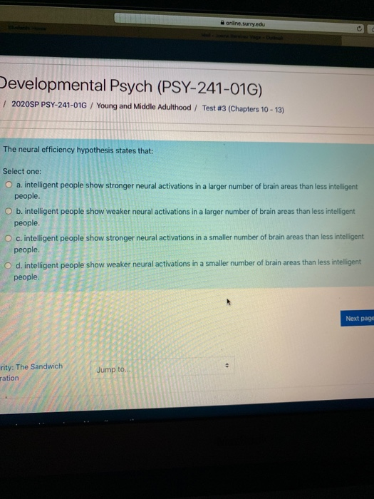 Solved online.surry.edu Developmental Psych (PSY-241-016) / | Chegg.com