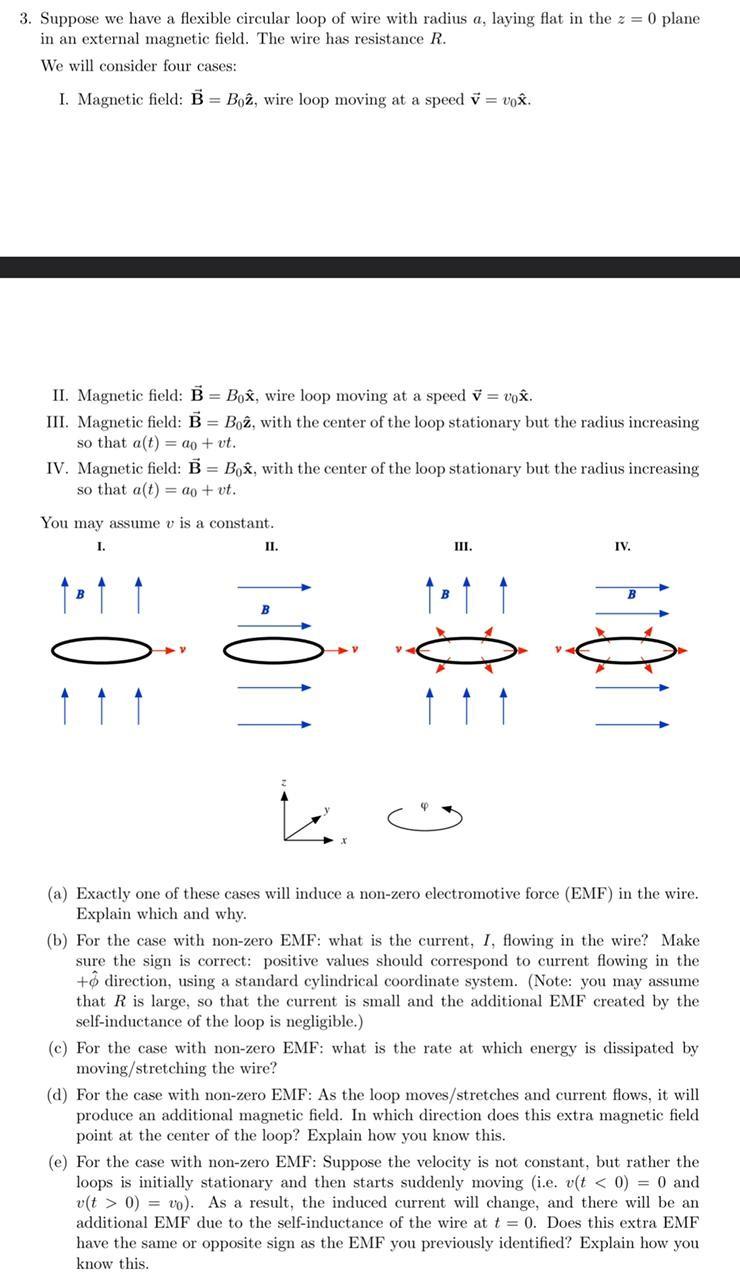 Solved 3. Suppose we have a flexible circular loop of wire | Chegg.com