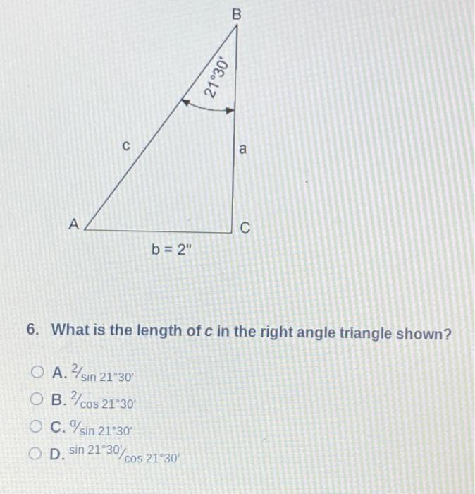 Solved 6. What is the length of c in the right angle | Chegg.com